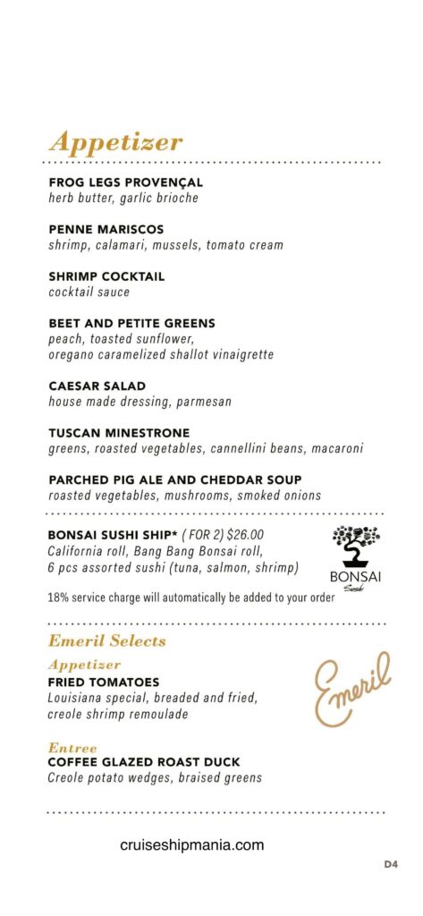 Carnival Dining Room Menu 2024 – Cruise Ship Mania